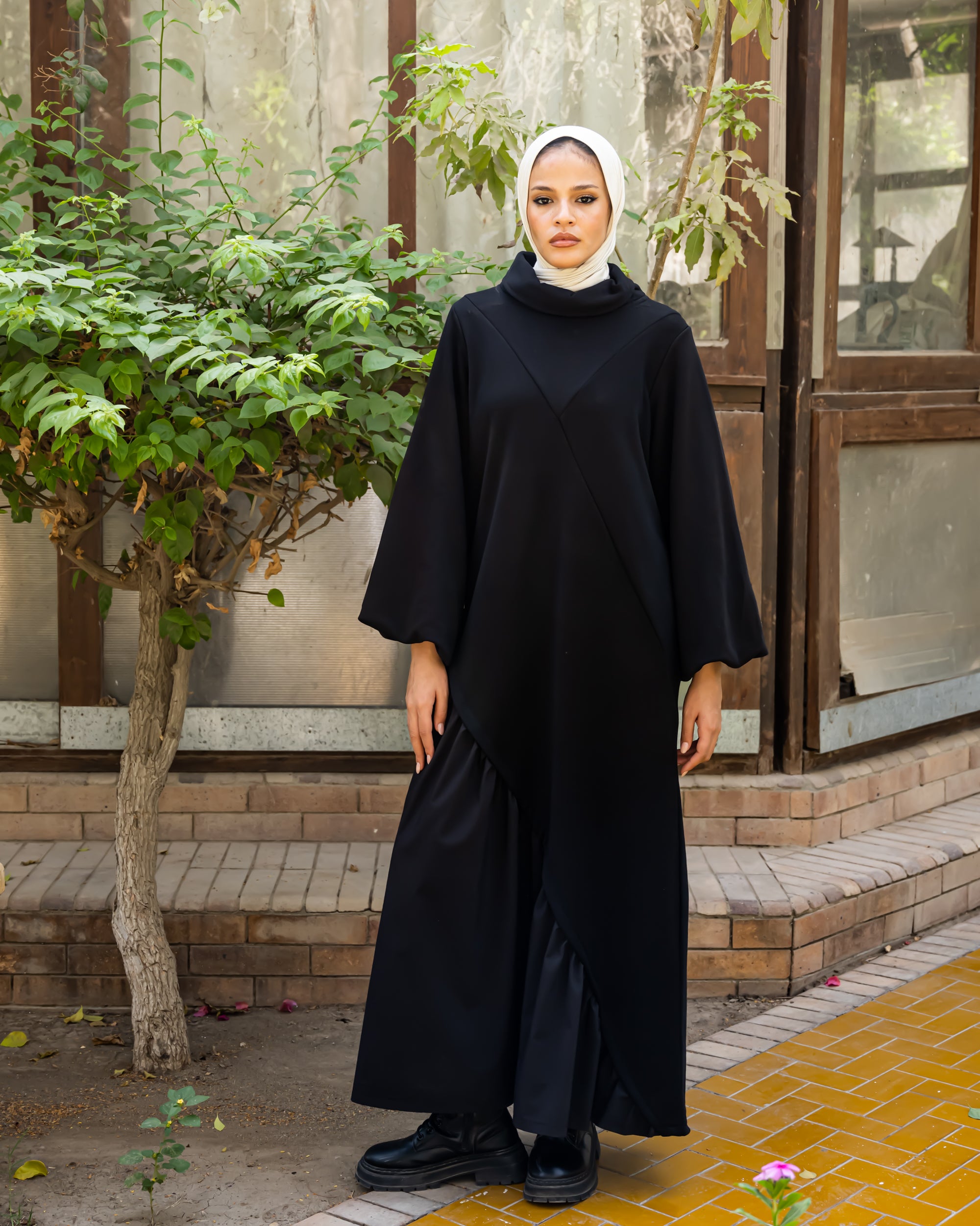 Asymmetric Melton Dress - Black – Hijab Boutique