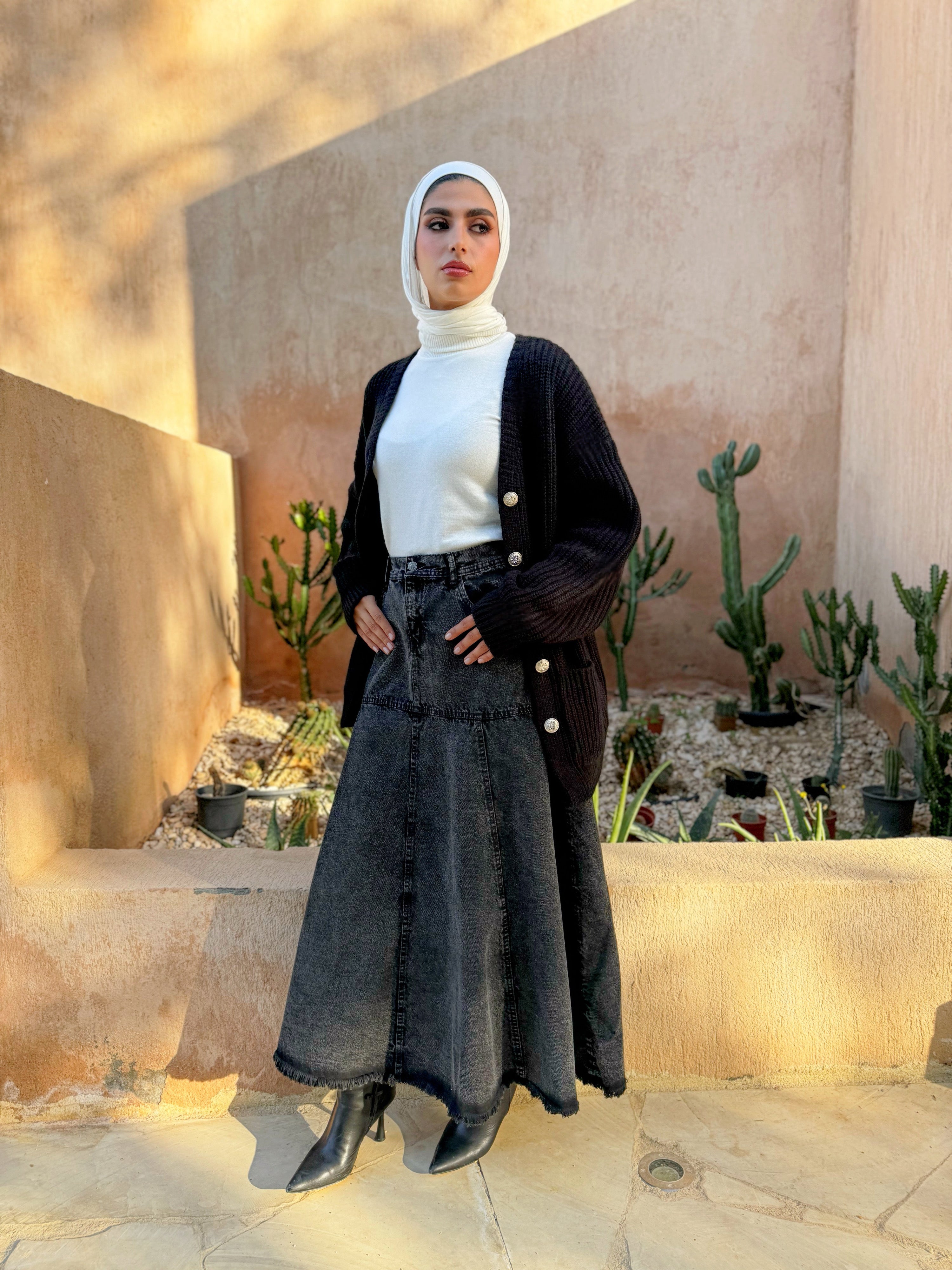 Basic Knit Cardigan - Black – Hijab Boutique
