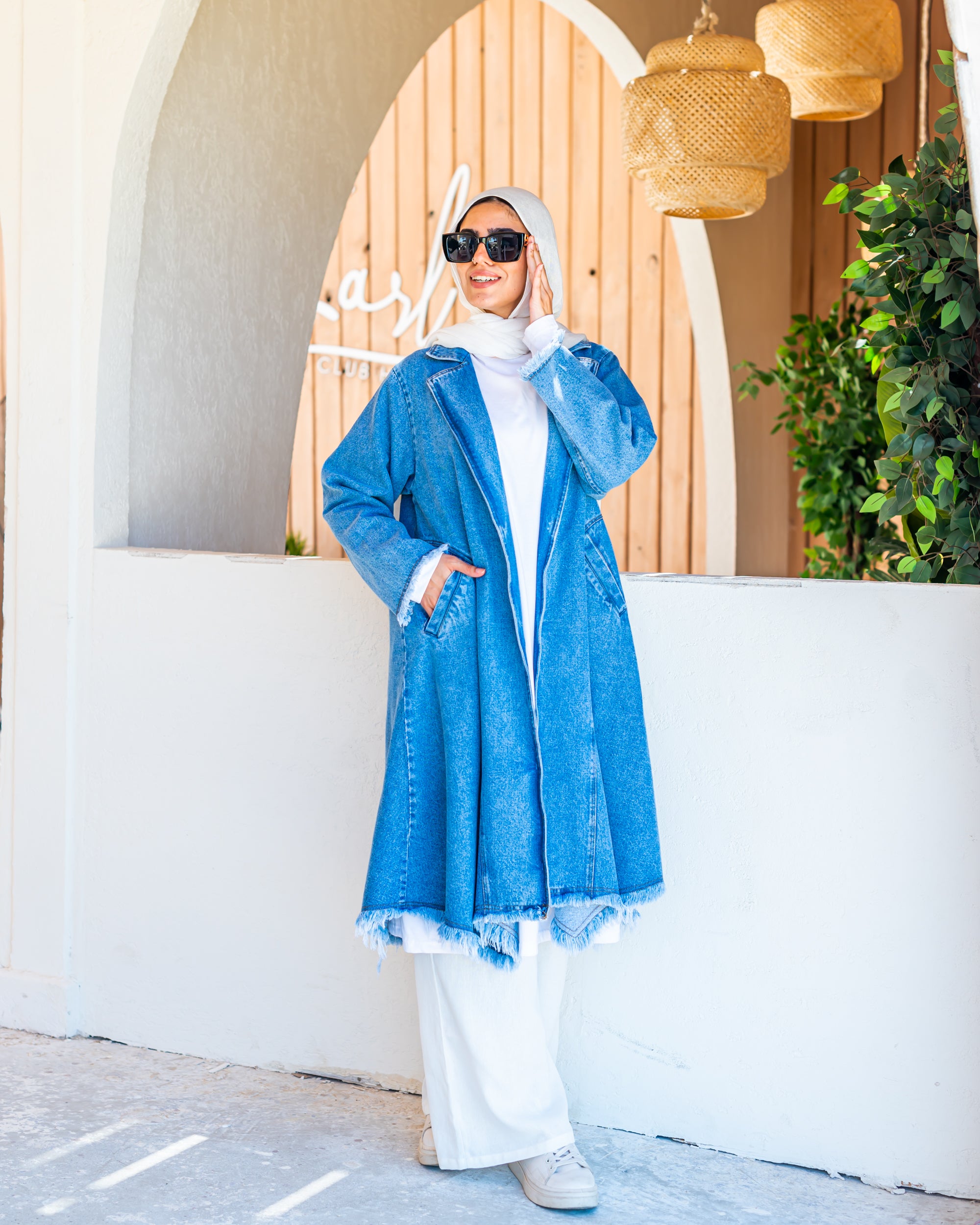 Denim Fringed Cardigan - Blue – Hijab Boutique