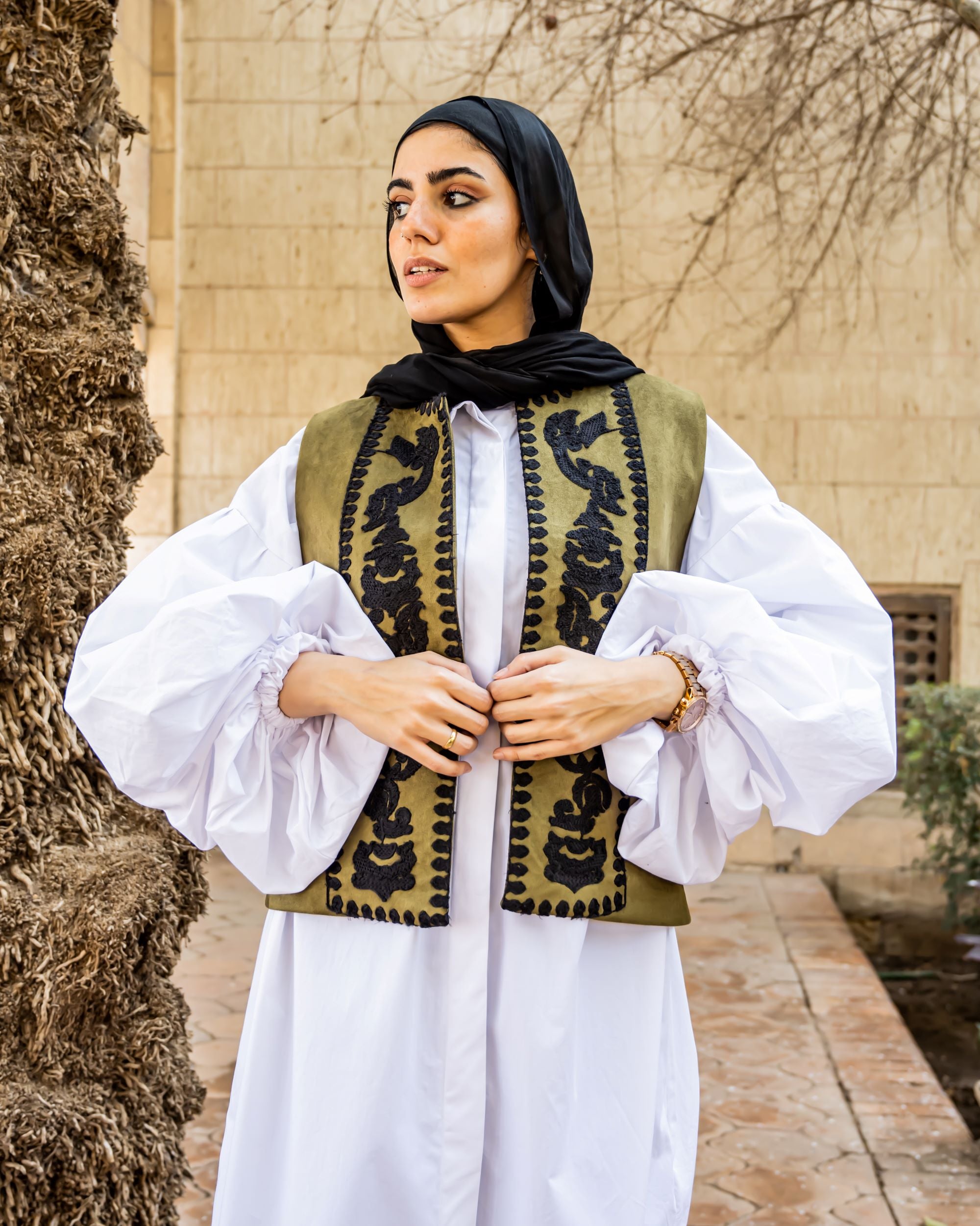 Ethnic Suede Vest-Olive – Hijab Boutique