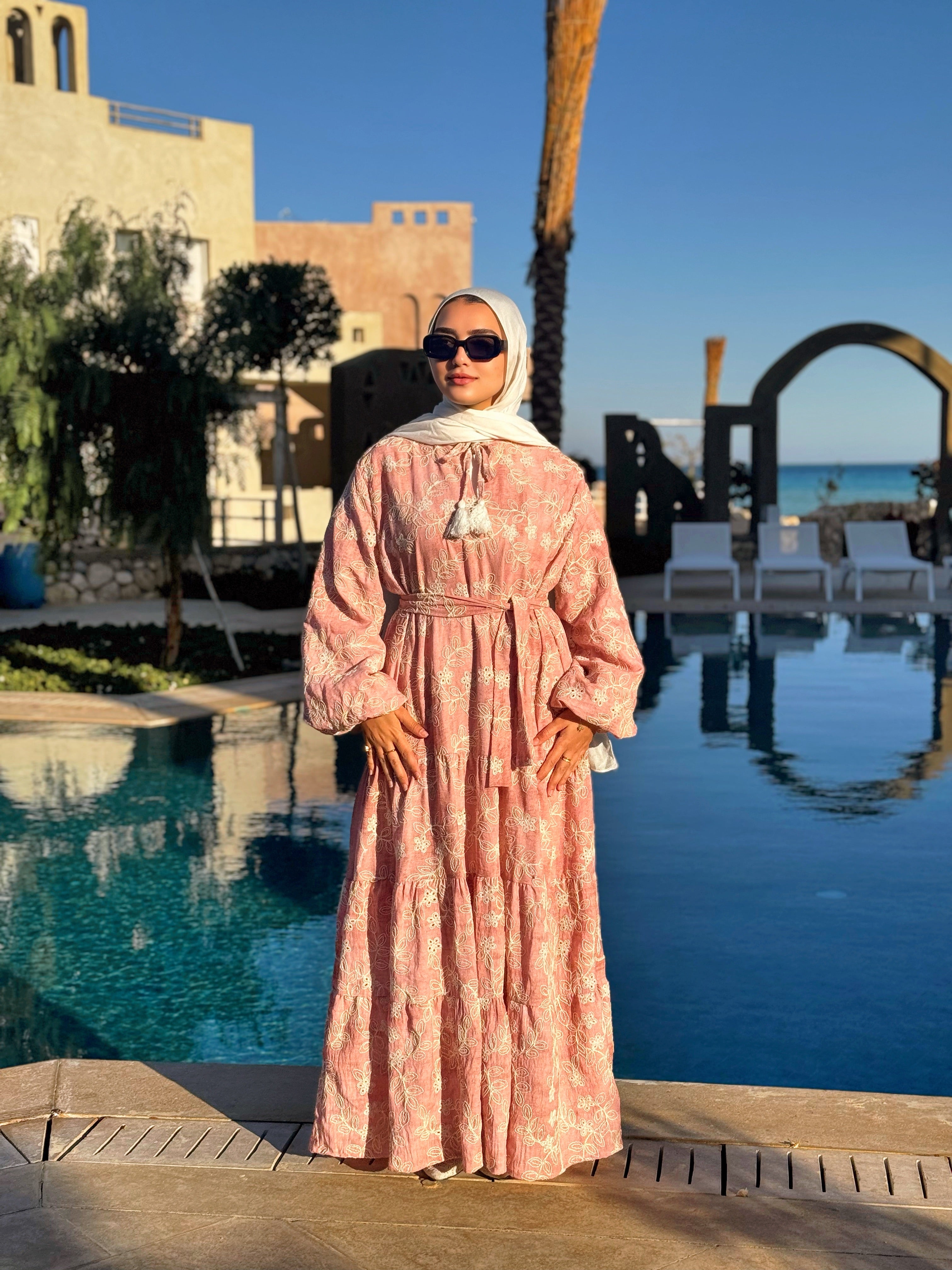 Colored Broderie Dress - Rose – Hijab Boutique
