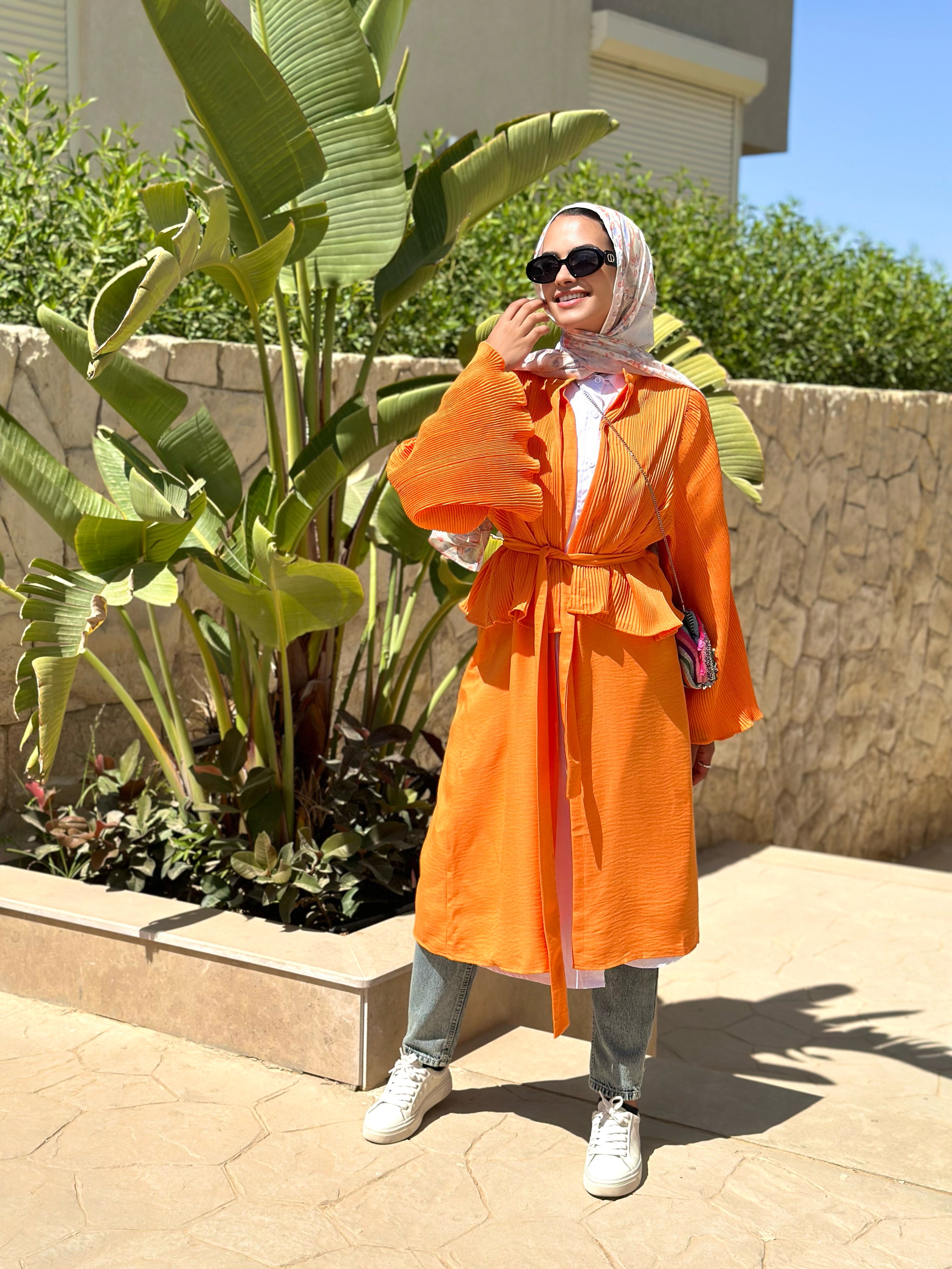 Accordion Cardigan-Orange – Hijab Boutique