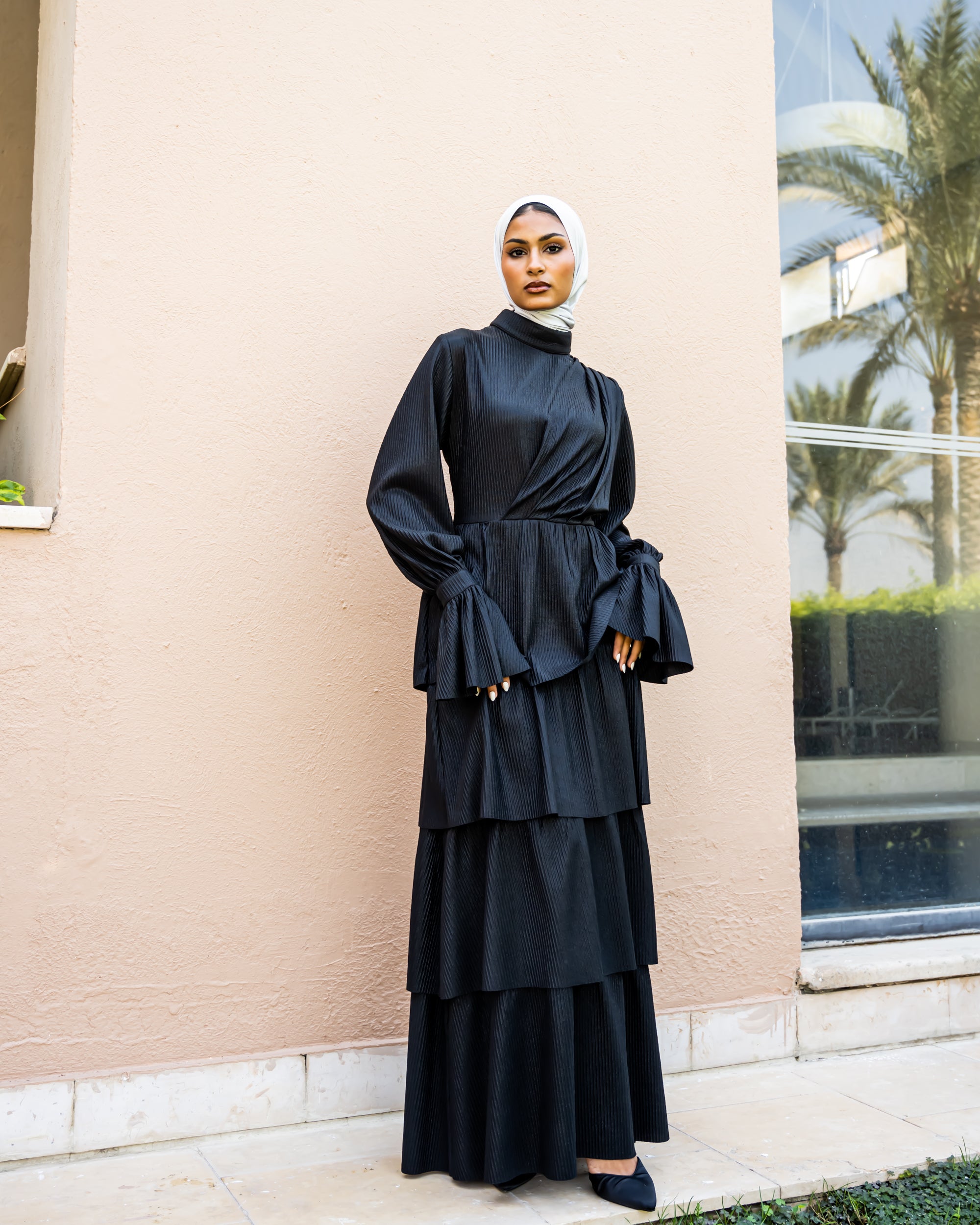 Metallic Layered Dress - Black – Hijab Boutique