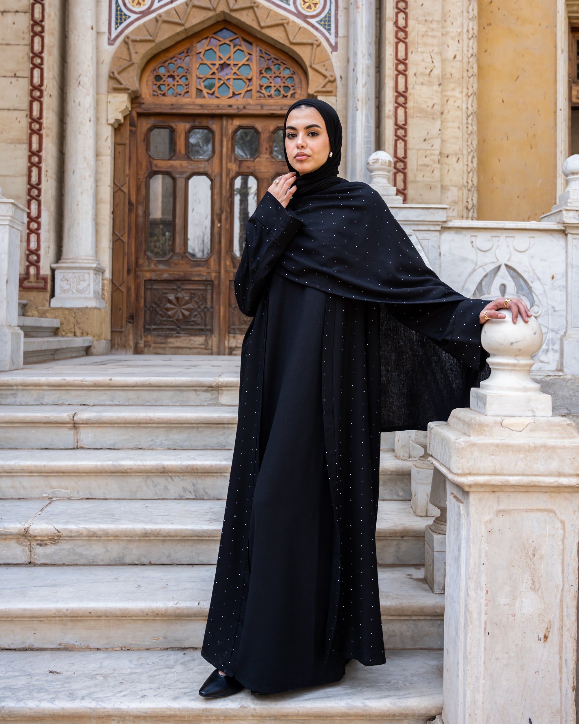 Strass Abaya With Wrap scarf - Black – Hijab Boutique