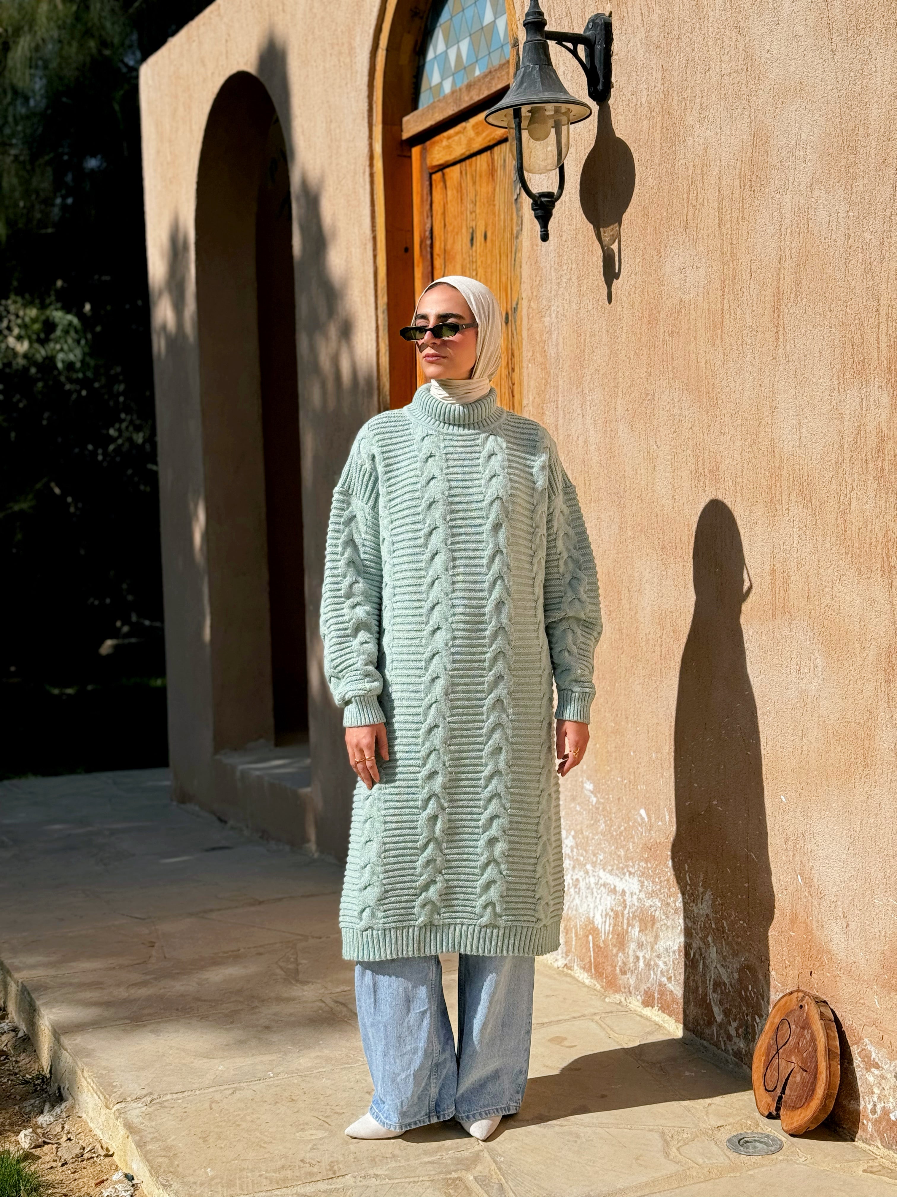 Textured Long Pullover - Mint – Hijab Boutique