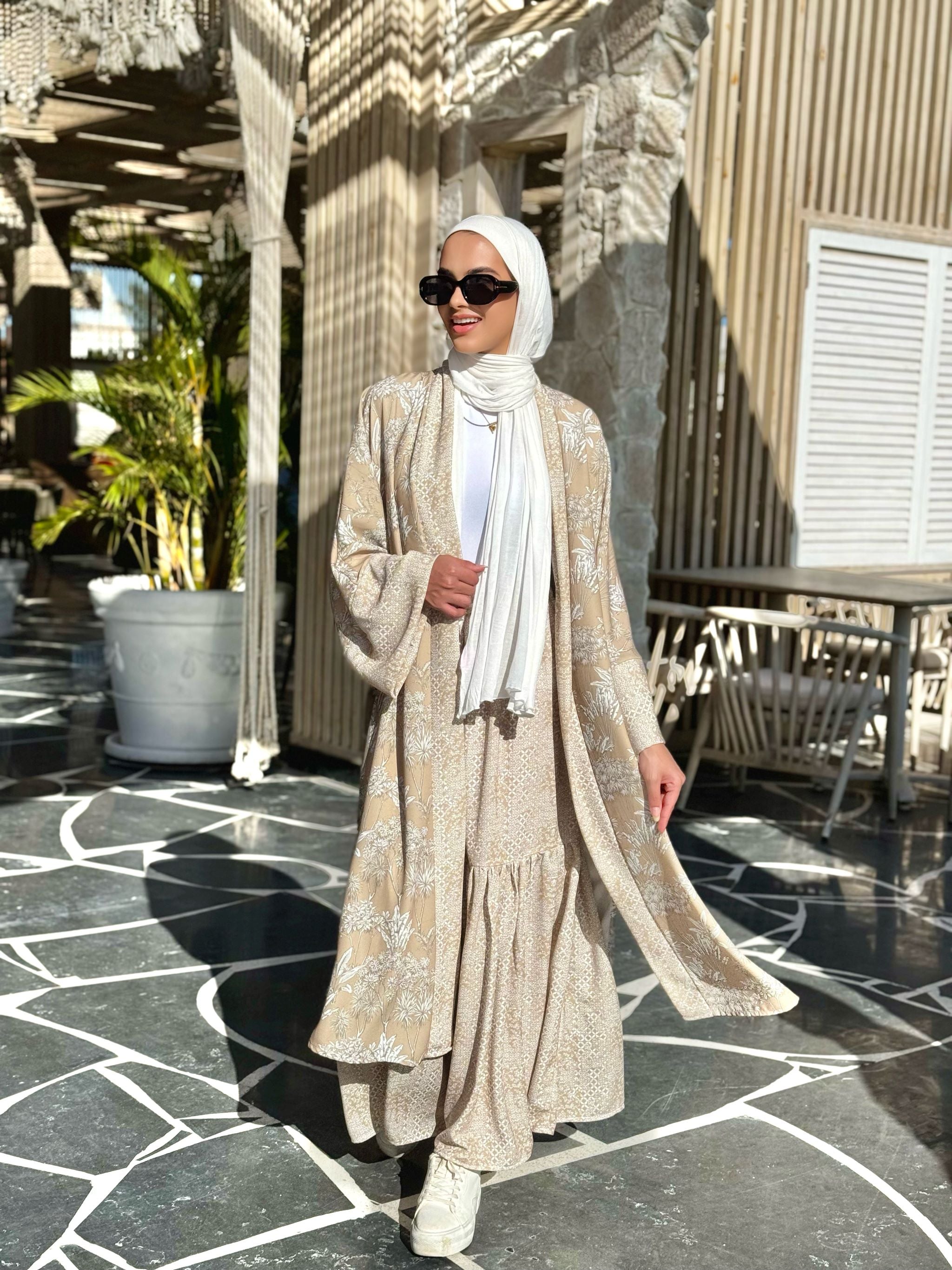 Tiered Printed Skirt-Beige – Hijab Boutique