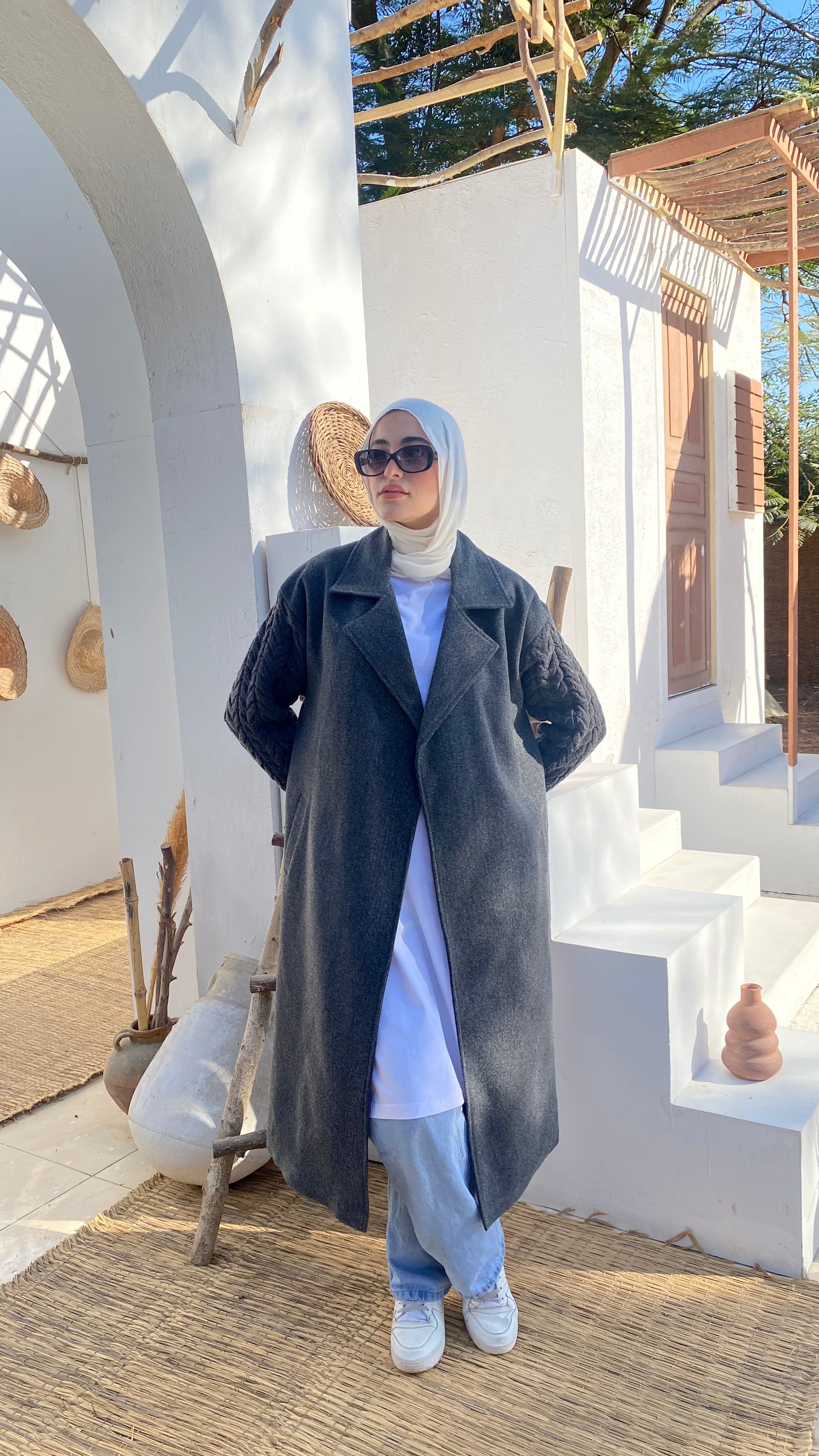 Wool Sleeves Coat - Dark Grey – Hijab Boutique